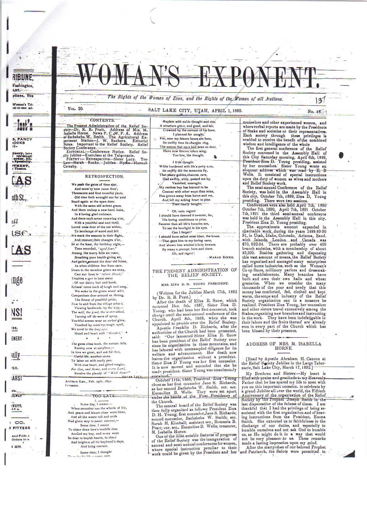 Woman's Exponent - Mormonism, The Mormon Church, Beliefs, & Religion ...